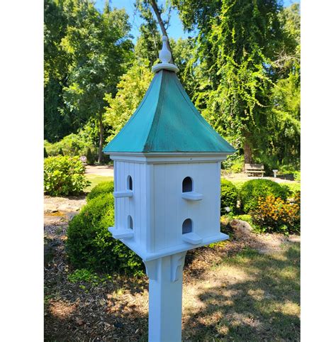 Patina Copper Roof Garden Bird House Handmade Extra Large With 8