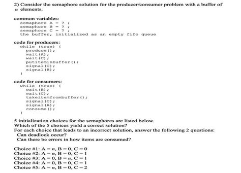 Solved 2 Consider The Semaphore Solution For The Producerconsumer