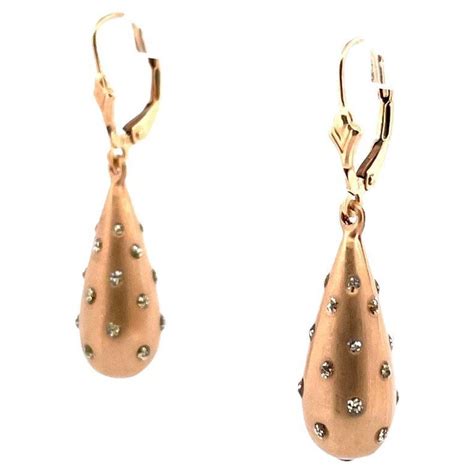 Elegant 14k Yellow Gold Drop Dangle Earrings For Sale At 1stdibs