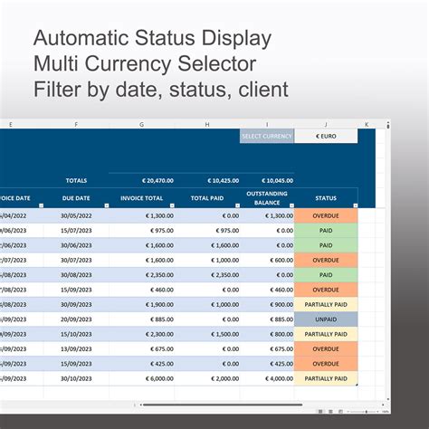 Invoice Tracker Excel Spreadsheet Template Personal Small Business Manage Track Status