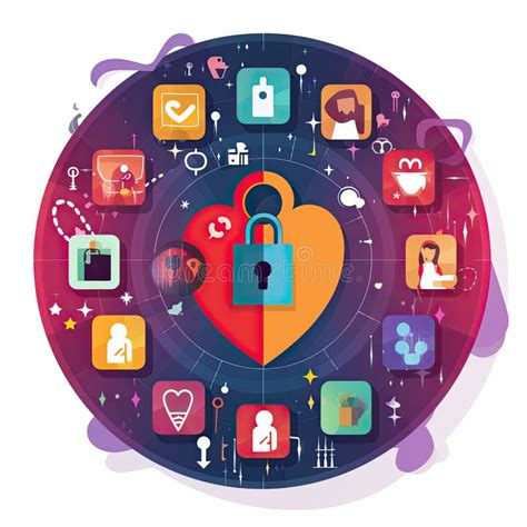 Social Media Security A Lock Around Which Social Media Application Icons A Security Concept