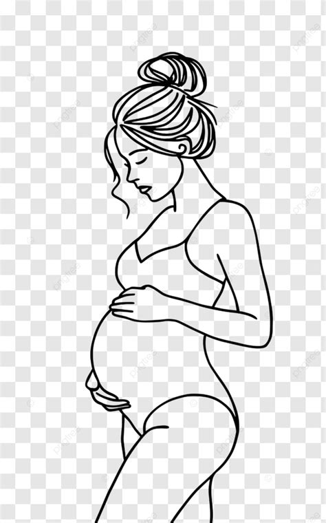 임신한 여자의 검은색 단일 선 그리기 임산부 여성 어린이 Png 일러스트 및 이미지 에 대한 무료 다운로드 Pngtree