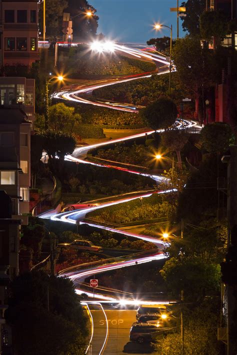 Lombard Street At Night This Is A Long Exposure Of The Fam… Flickr