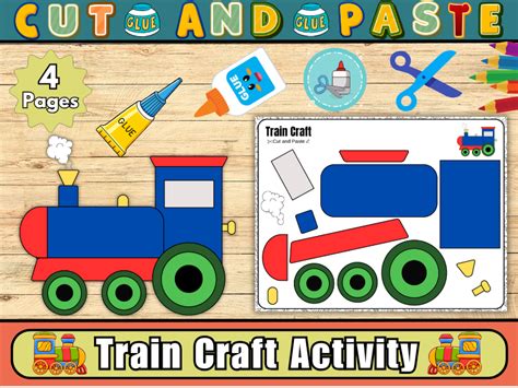 Train Craft Activity Printable Cut And Paste Transportation Craft For