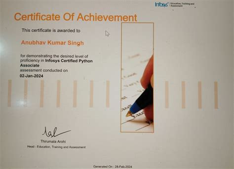 anubhav singh on linkedin i am glad to share that i have obtained a new certification infosys…