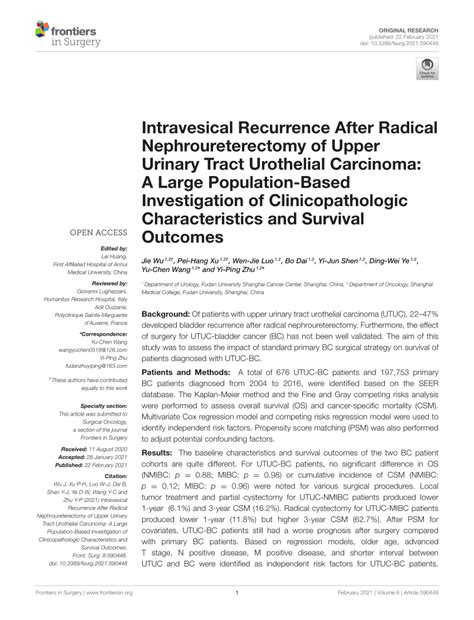 Pdf Intravesical Recurrence After Radical Nephroureterectomy Of Upper Urinary Tract Urothelial