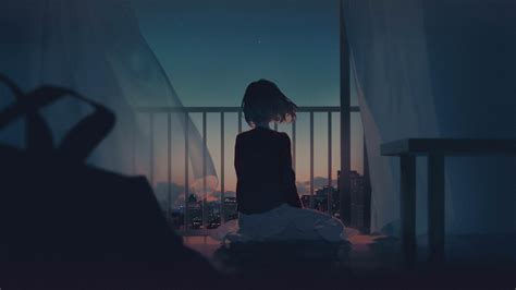 Anime Girl Sitting Alone Wallpapers Wallpaper Cave