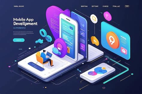 Mobile App Development Isometric Concept Premium Ai Generated Image