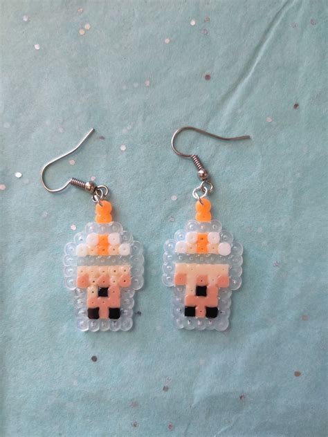 Cute Bubble Tea Cup Earrings Boba Tea Perler Art Milk Tea Etsy Canada