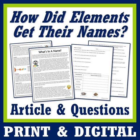 Naming Elements Reading And Worksheet Periodic Table Activity Flying