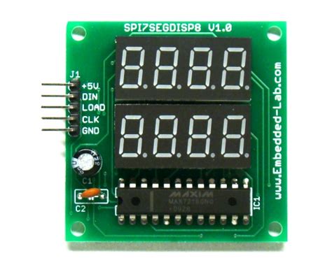 dual 4 digit seven segment led display with spi interface embedded lab
