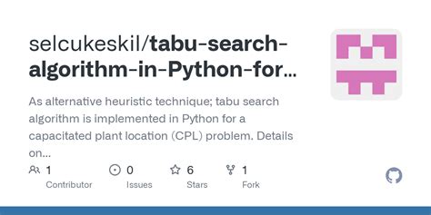 Tabu Search Algorithm In Python For Capacitated Plant Location Problem