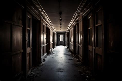 Premium Photo A Creepy Empty Hallway