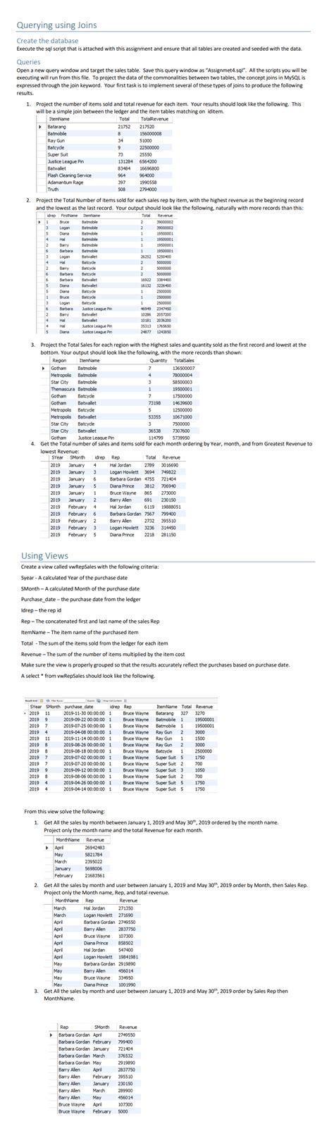 Querying Using Joins Create The Database Execute The