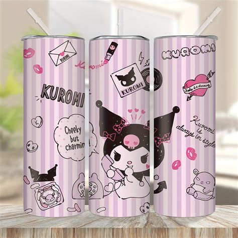 산리오 쿠로미 텀블러 뚜껑과 빨대가 있는 20온스 스테인레스 스틸 물병 보온 보냉이 가능한 직사각형 물컵 여름과 겨울에 사용할 수 있는 음료용기 야외 여행용 액세서리