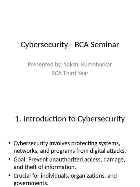 Cybersecurity Presentation Bca Sakshi Pdf