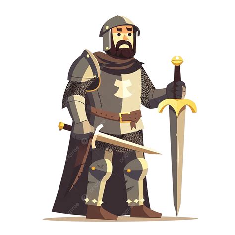 Guerreiro Medieval De Desenho Animado De Cor Lisa Png Guerreiro Lutador Exército Png Imagem
