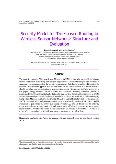 pdf security model for tree based routing in wireless sensor networks