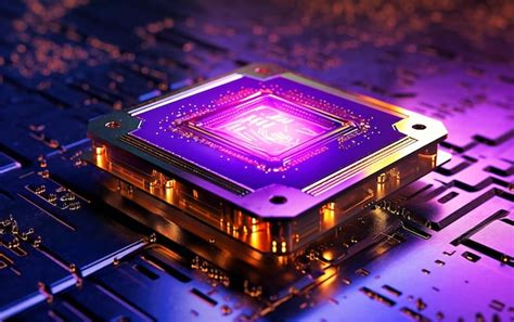 Premium Ai Image Computer Chip In Purple Glow Light
