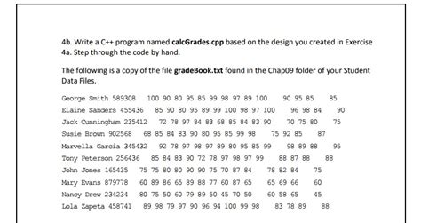 solved 4b write a c program named calcgrades cpp based on