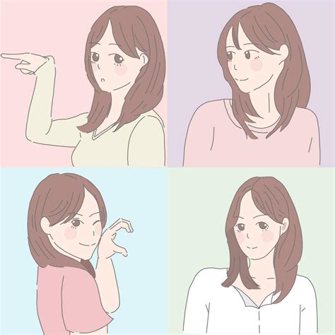 Four Pictures That Show A Woman S Expressions In The Style Of Salon