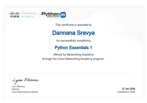 Pythonprogramming Cisco Skilldevelopment Learningjourney Sravya