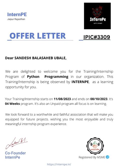 Internpe Pythonprogramming Sandesh Ubale