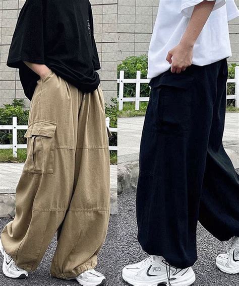 11 와이드 카고 코튼 팬츠 조거 스트링 벌룬핏 스트릿 트레이닝 밴딩 면바지 722951742253 에이블리