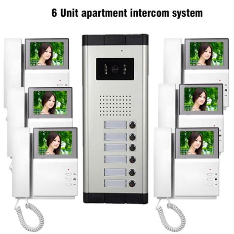 6 Units 4 3 Apartment Video Door Phone Intercom System 1 Camera 6 Monitor Video Doorbell For