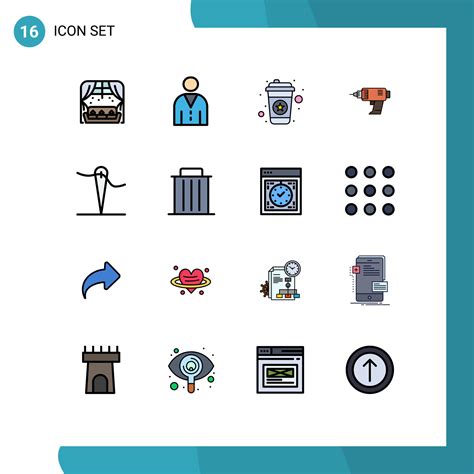 Set Of 16 Modern Ui Icons Symbols Signs For Electronics Machine User Power Drink Editable