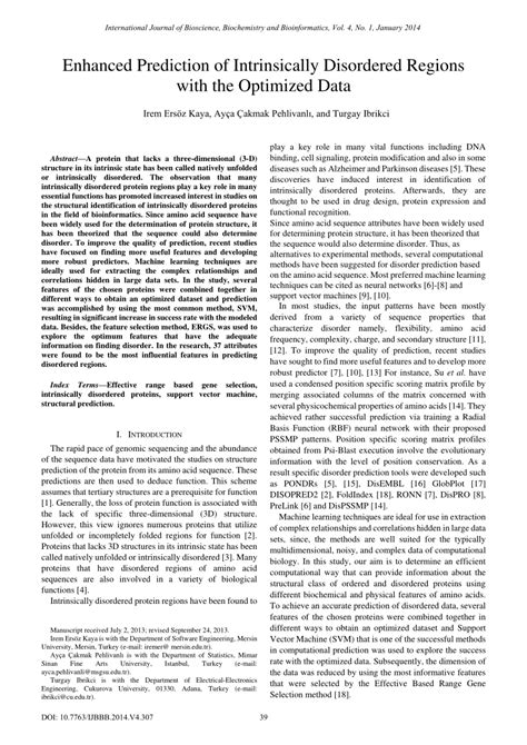 Pdf Enhanced Prediction Of Intrinsically Disordered Regions With The Optimized Data