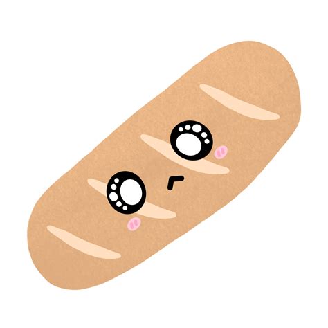 Cute Bread Baguette Mascot Character Kawaii Cartoon Illustration