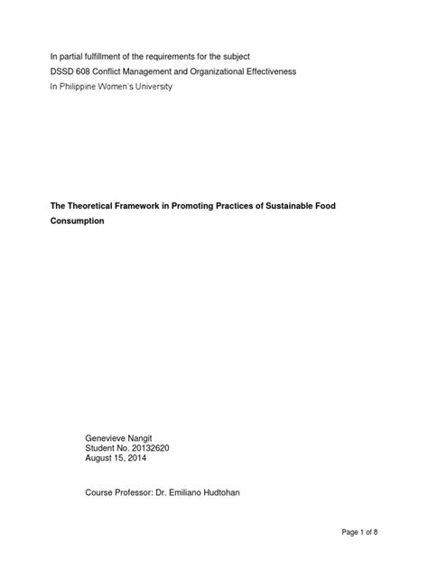 Pdf Theoretical Framework For Practicing Sustainable Food Consumption