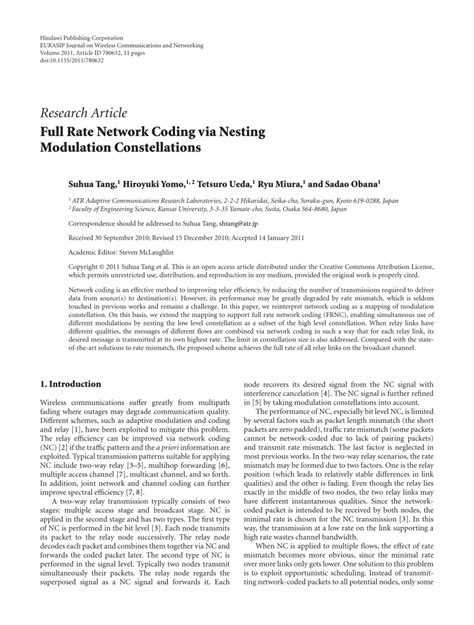 Pdf Full Rate Network Coding Via Nesting Modulation Constellations