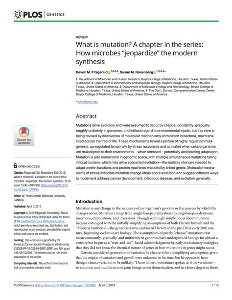 Pdf What Is Mutation A Chapter In The Series How Microbes Dokumen