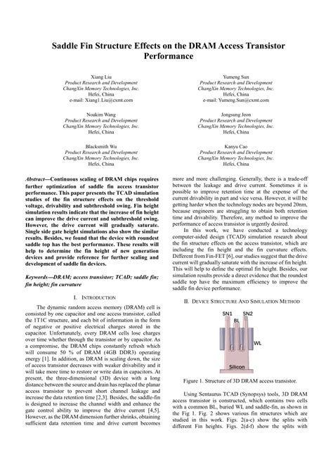 Pdf Saddle Fin Structure Effects On The Dram Access Transistor Performance