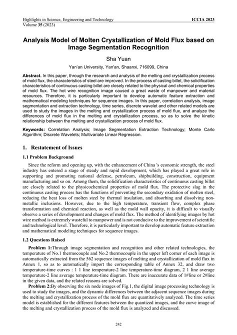 Pdf Analysis Model Of Molten Crystallization Of Mold Flux Based On Image Segmentation Recognition