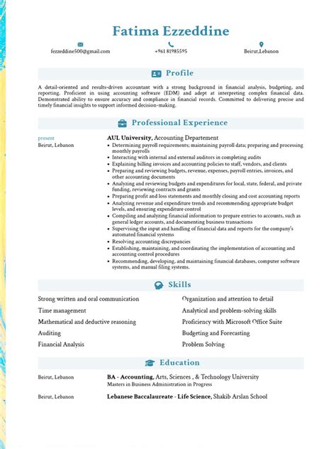 fatima resume pdf accounting audit