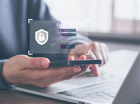 Hand Holding Smartphone Showing Padlock Icon And Login With Password