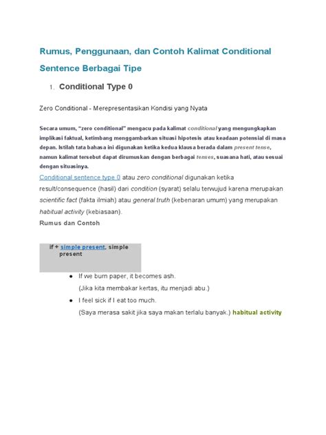 Rumus Penggunaan Dan Contoh Kalimat Conditional Sentence Berbagai