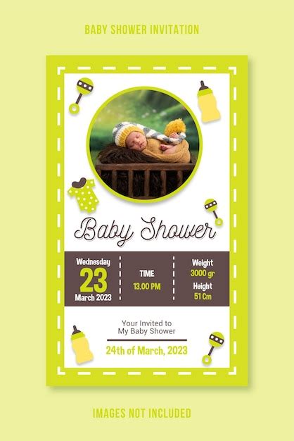 베이비 샤워 초대장 카드 템플릿 프리미엄 벡터