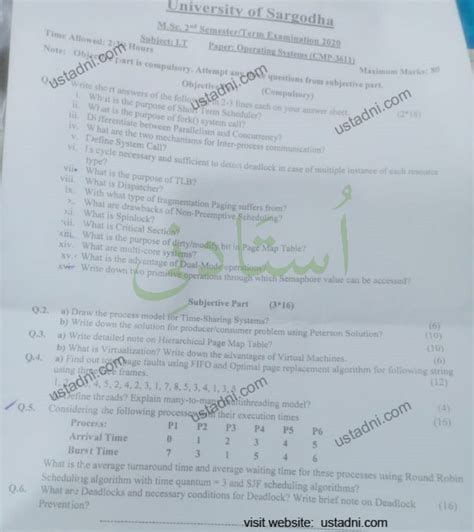 Operating System Msc It 2020 Uos Ustadni