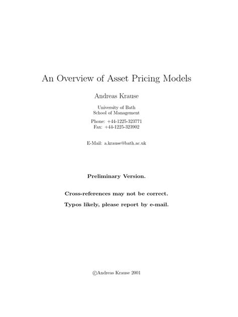 Pdf An Overview Of Asset Pricing Models Dokumentips