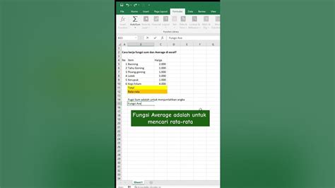 Cara Kerja Sum And Average Excel Excel Excelinaja Exceltips
