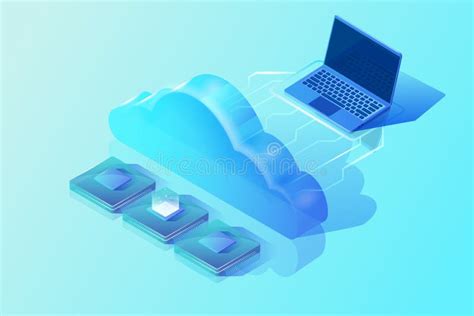Cloud Computing And Digital Storage Isometric Vector Illustration Abstract Design Concept