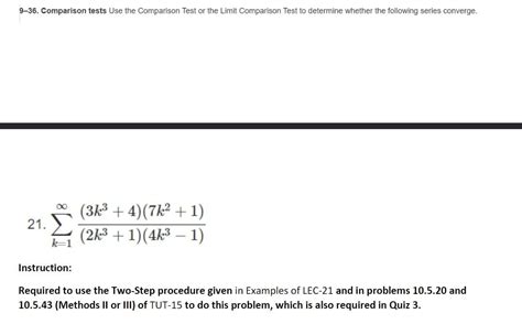 Solved 936 Comparison Tests Use The Comparison Test Or The Chegg Com
