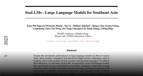Paper Page Seallms Large Language Models For Southeast Asia R
