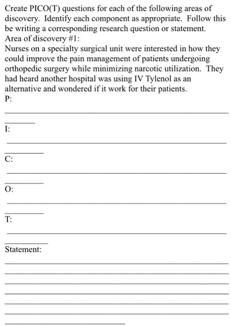 Solved Create Pico T Questions For Each Of The Following