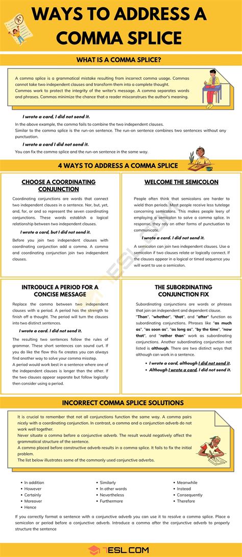 Comma Splice Easy Ways To Address A Comma Splice ESL