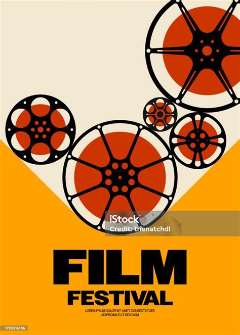 영화 및 영화제 포스터 템플릿 디자인 배경 현대 빈티지 복고풍 스타일 필름 릴 필름 릴에 대한 스톡 벡터 아트 및 기타 이미지